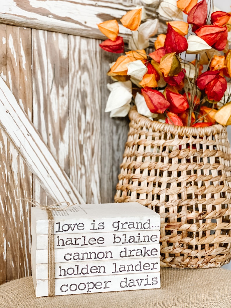 Stamped Books Birth Announcement Nursery Decor Books With - Etsy