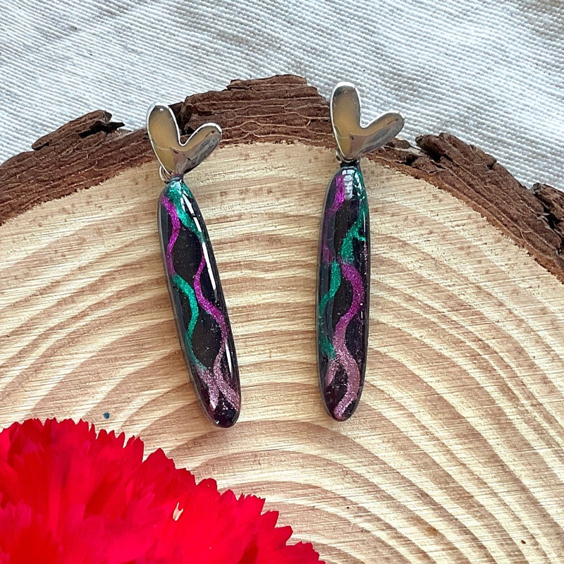 Resin Earrings - Etsy