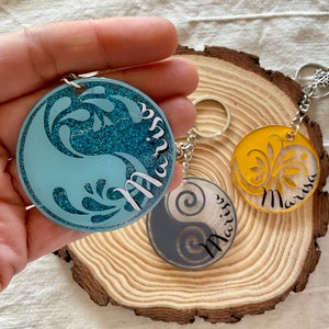 Custom Resin Keychain With Name, Colorful Yin Yang Round Keychain ...