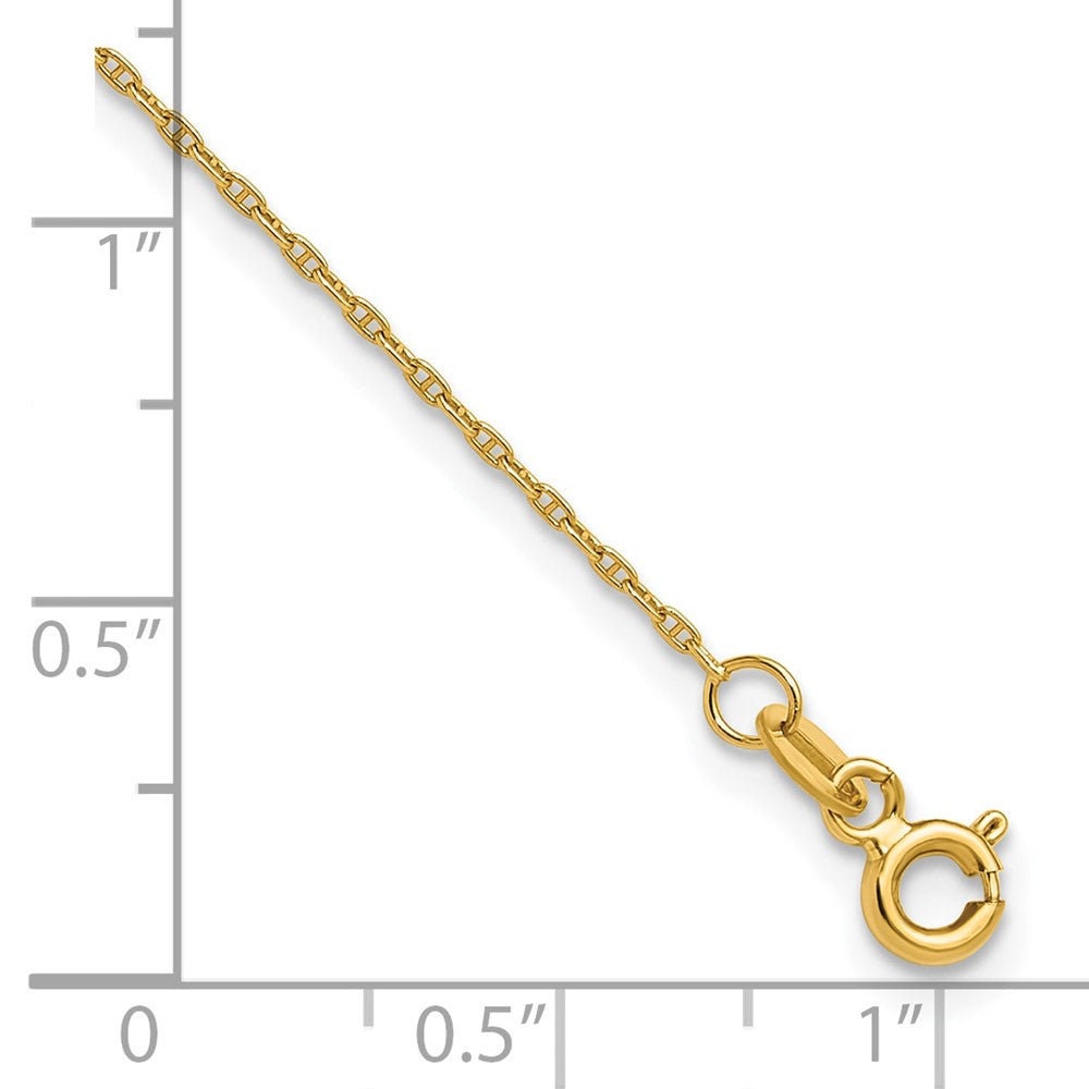 14K Yellow Gold 1.05mm Mariners Link Chain Anklet - Etsy