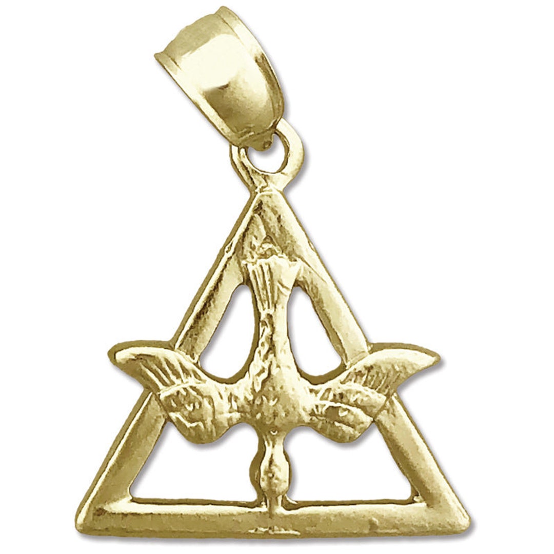 14K Gold Holy Spirit Dove in Trinity Triangle Charm - Etsy