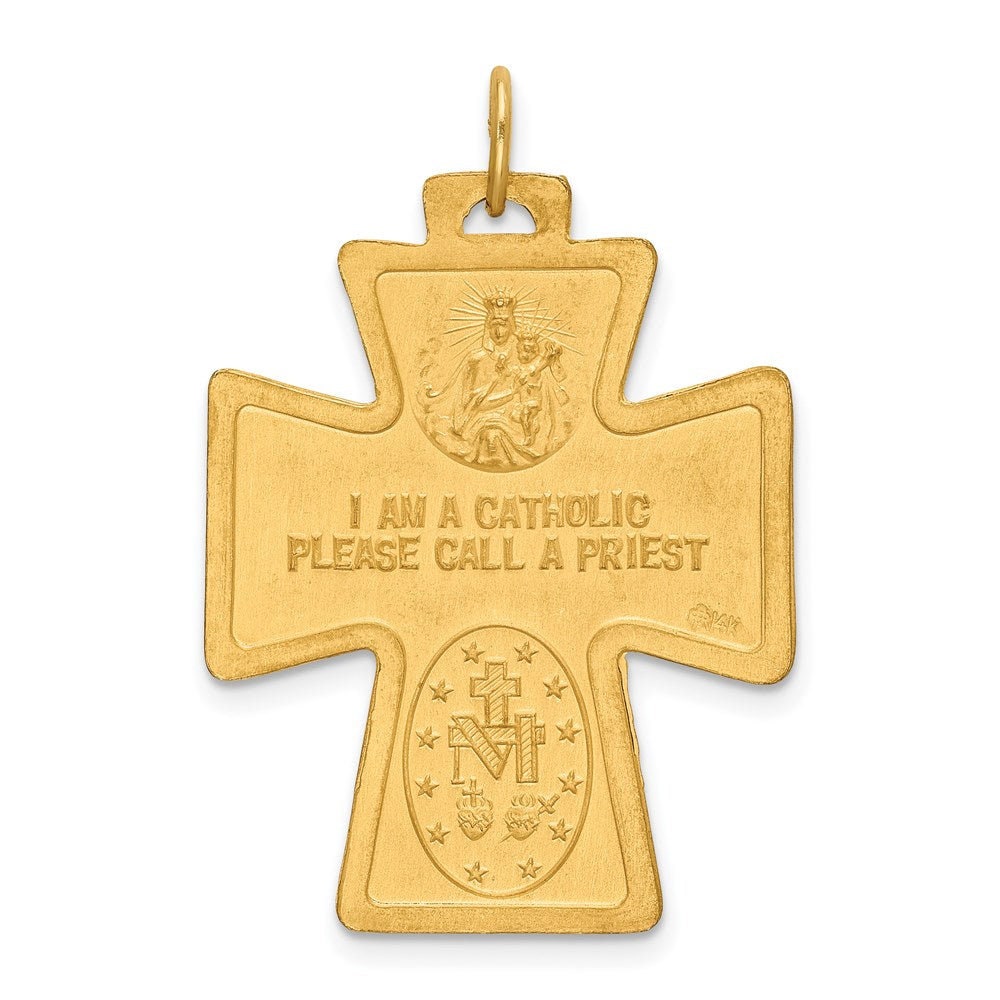14k Yellow Gold Solid Polished/satin Large 4-way Medal Cross - Etsy