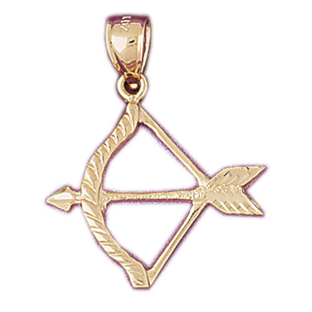14K Gold Native Indian Arrow and Bow Pendant - Etsy