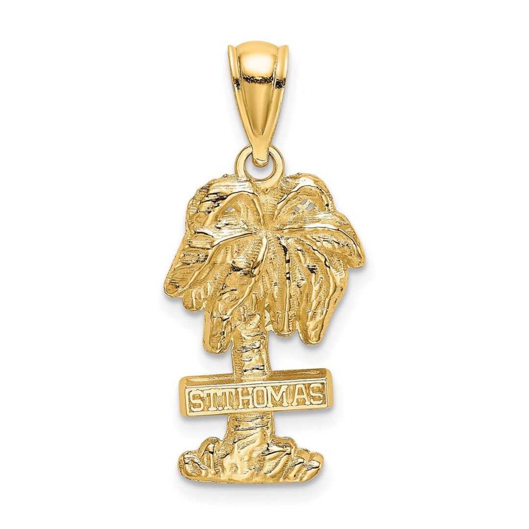 14k Yellow Gold ST. THOMAS Palm Tree Charm - Etsy