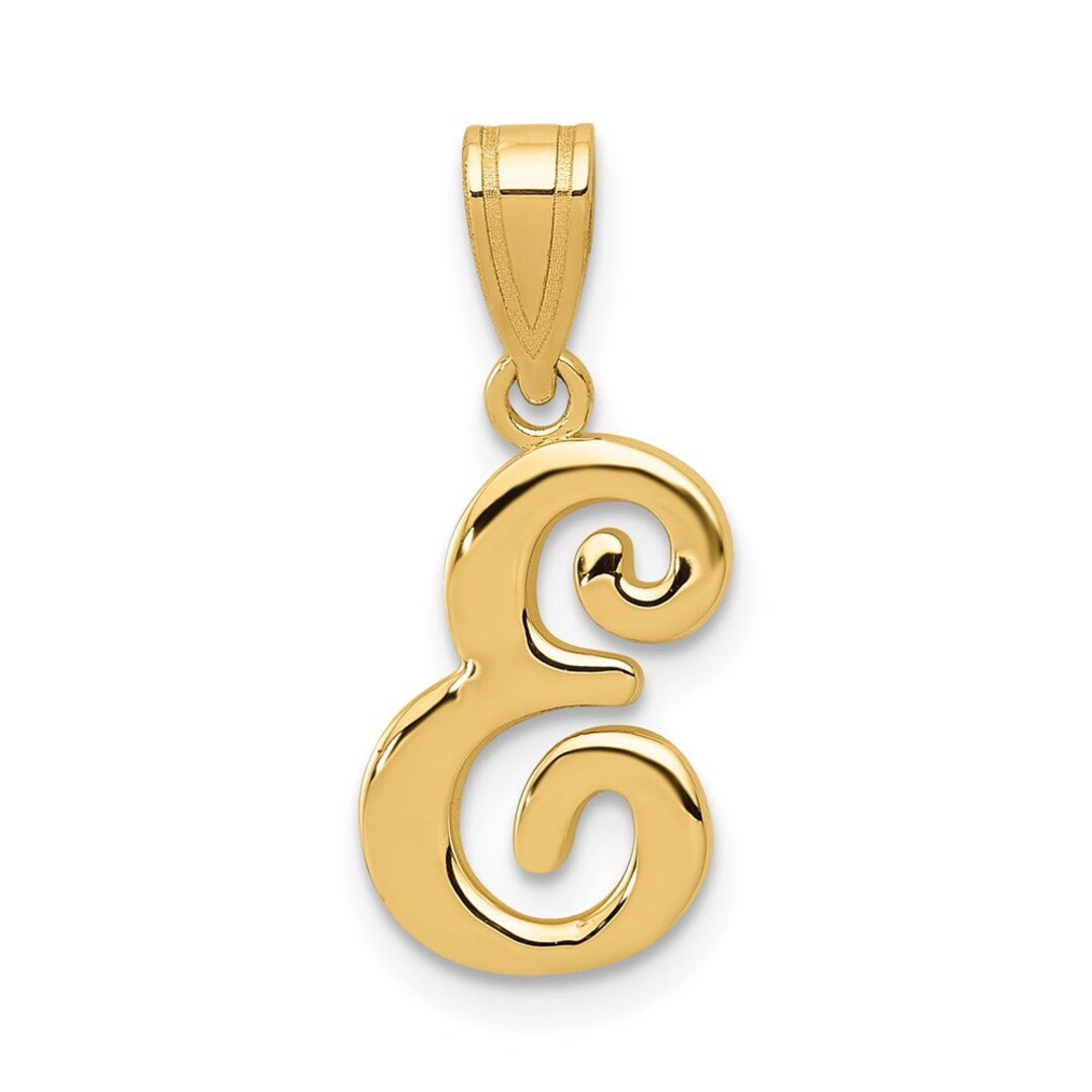 14k Yellow Goldy Script Letter E Initial Pendant - Etsy