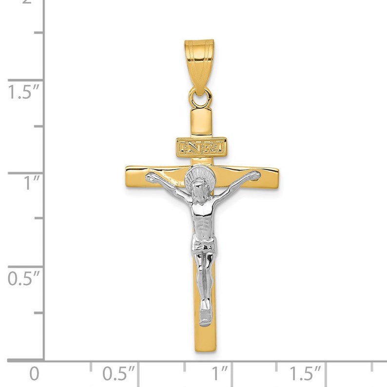 14k Two-tone Gold INRI Crucifix Pendant - Etsy