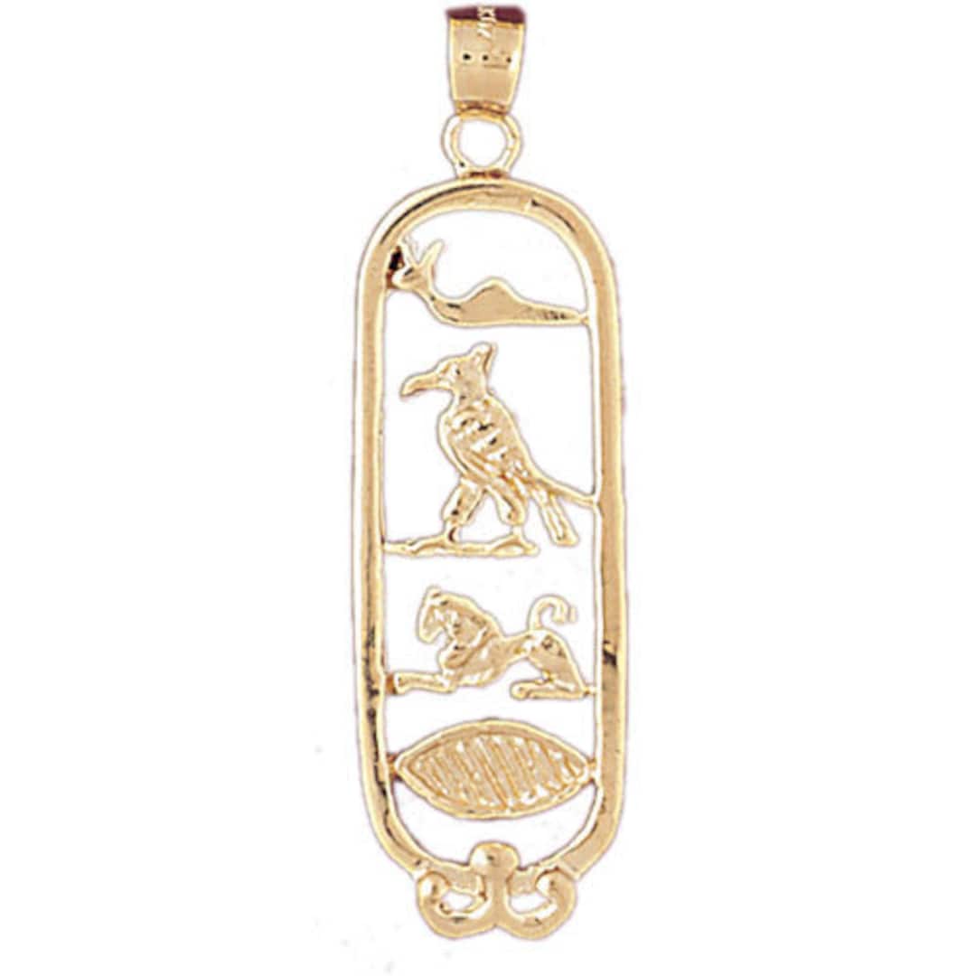 14K Gold Egyptian Cartouche Pendant - Etsy