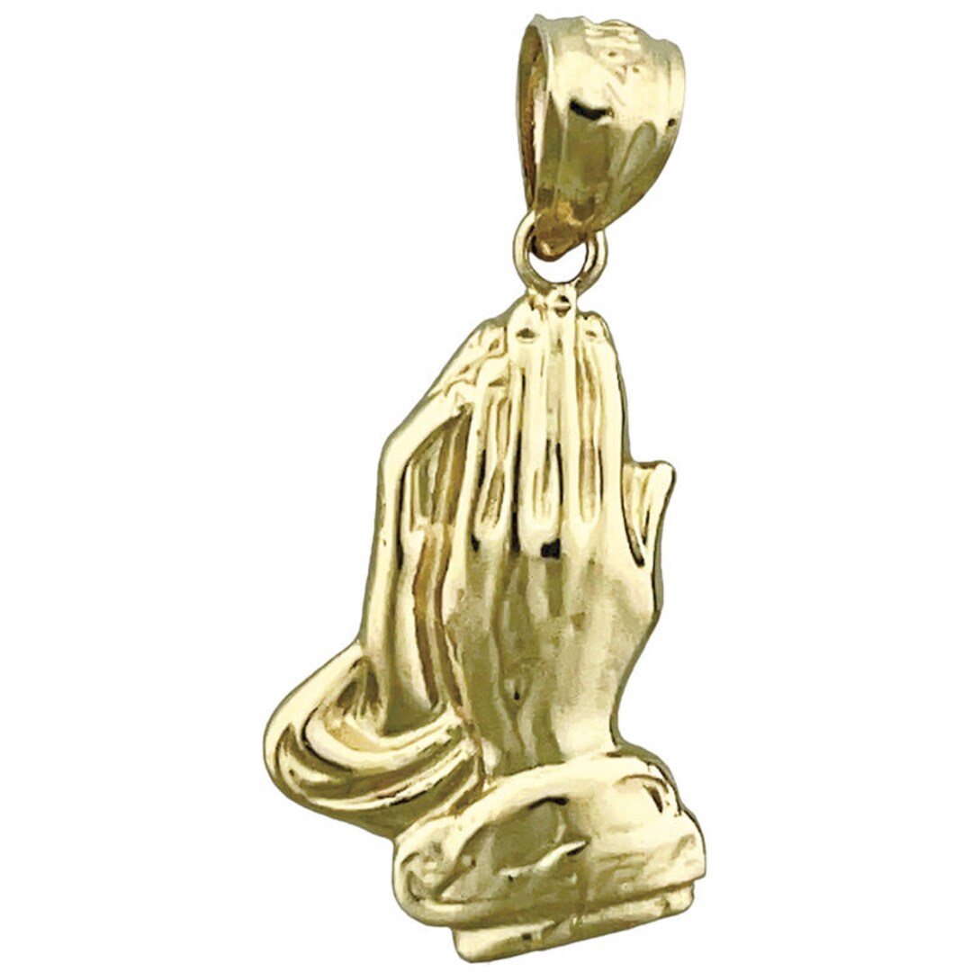 14K Gold 16MM Praying Hands Charm - Etsy