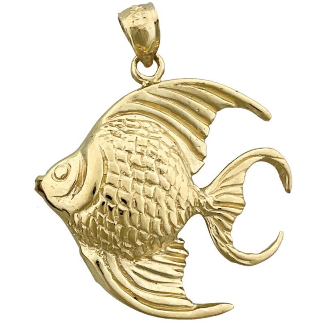 14K Gold Freshwater Angel Fish Pendant - Etsy