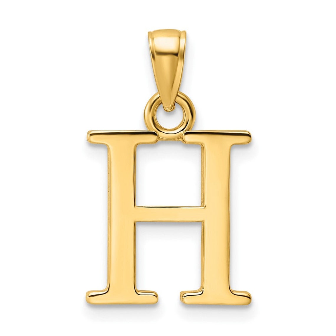 14k Yellow Gold Polished Letter H Pendant - Etsy