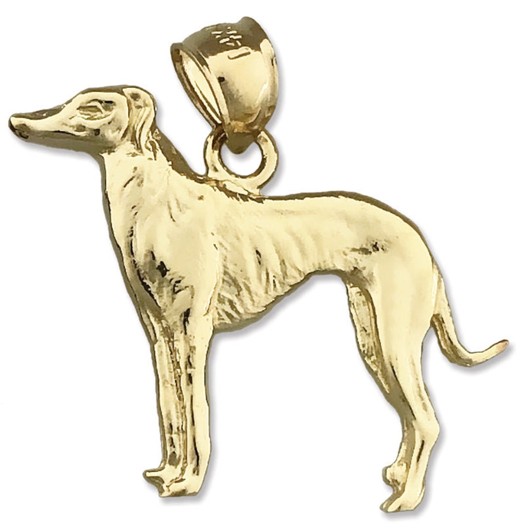 14K Gold Greyhound Pendant - Etsy