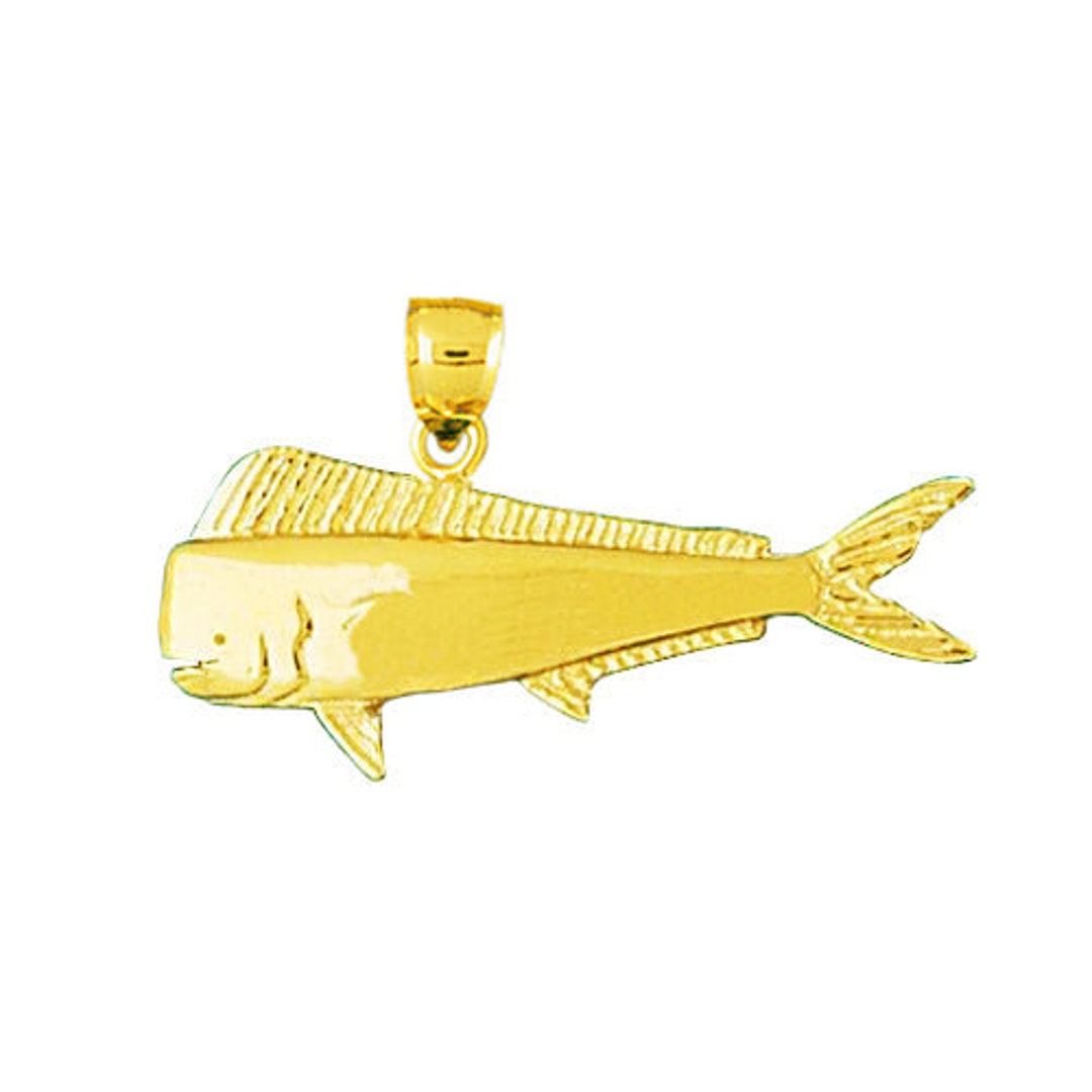 14K Gold Mahi Mahi Fish Pendant - Etsy