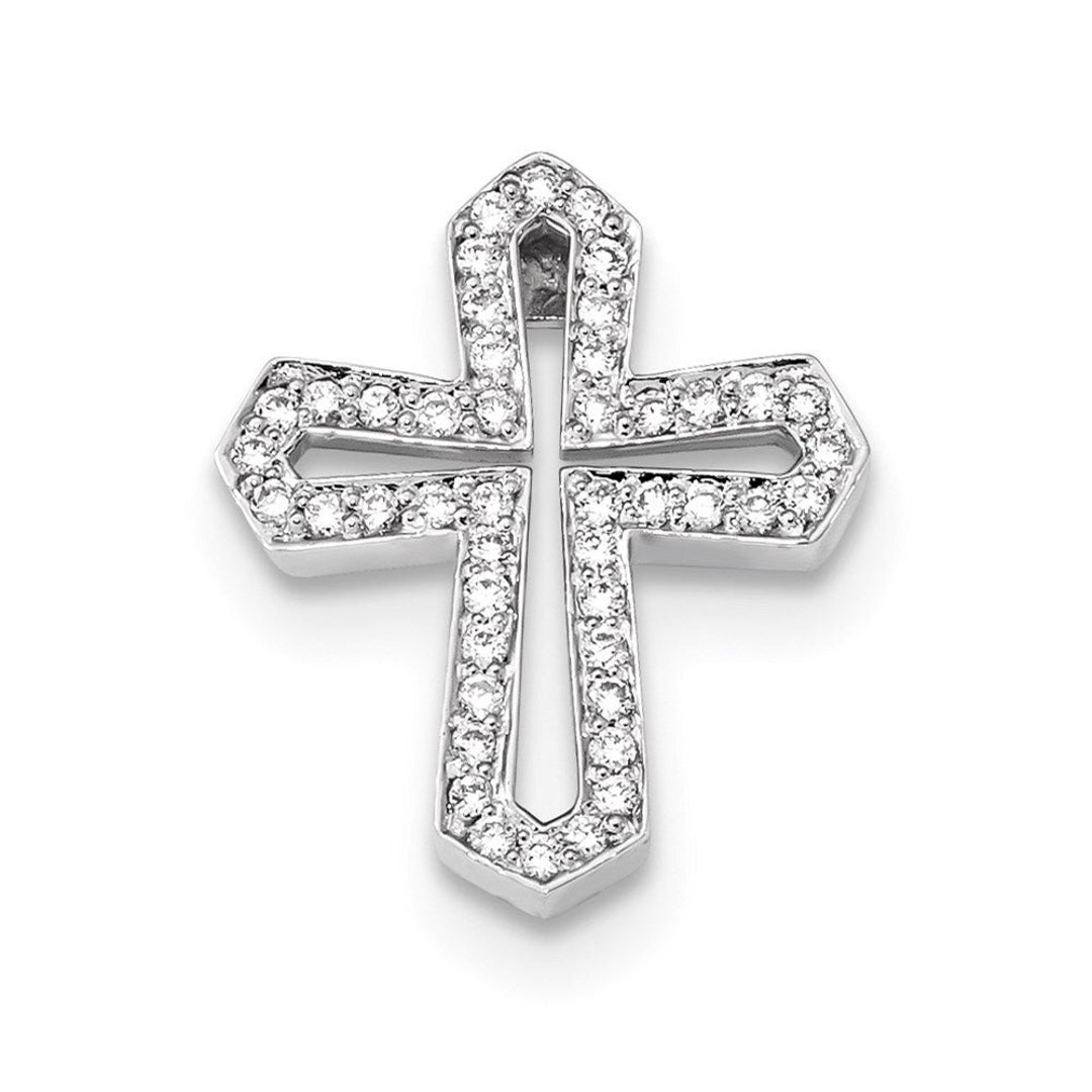 14k White Gold Diamond Slide Pendant - Etsy