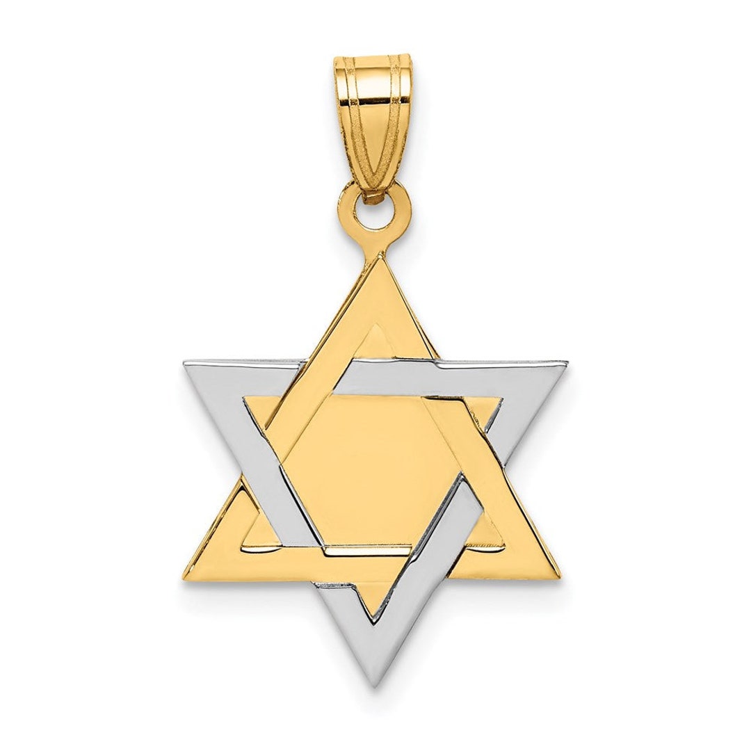 14k Two-tone Gold Two-tone Gold Star of David Pendant - Etsy