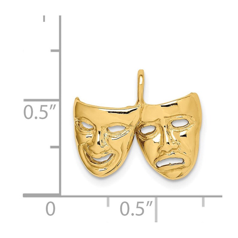 14k Yellow Gold Polished Comedy/tragedy Theater Masks Pendant - Etsy