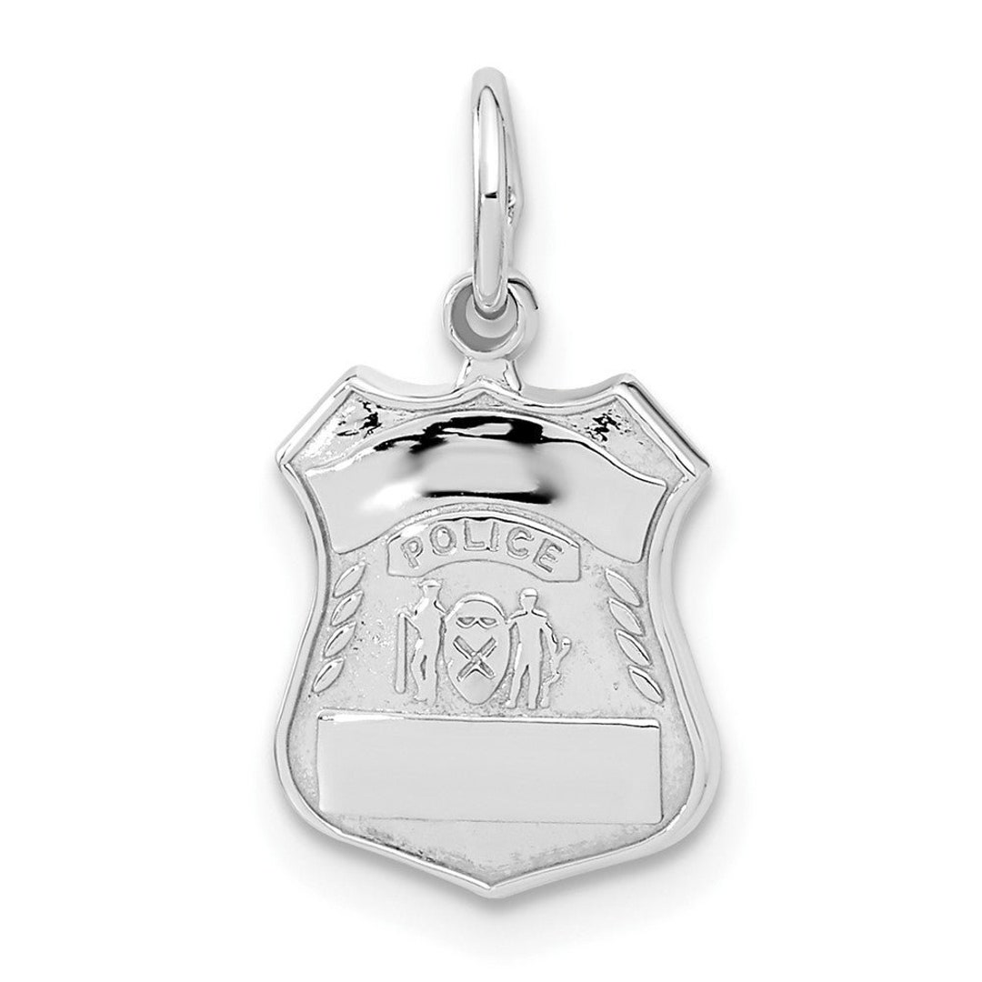 14k White Gold Police Badge Charm - Etsy