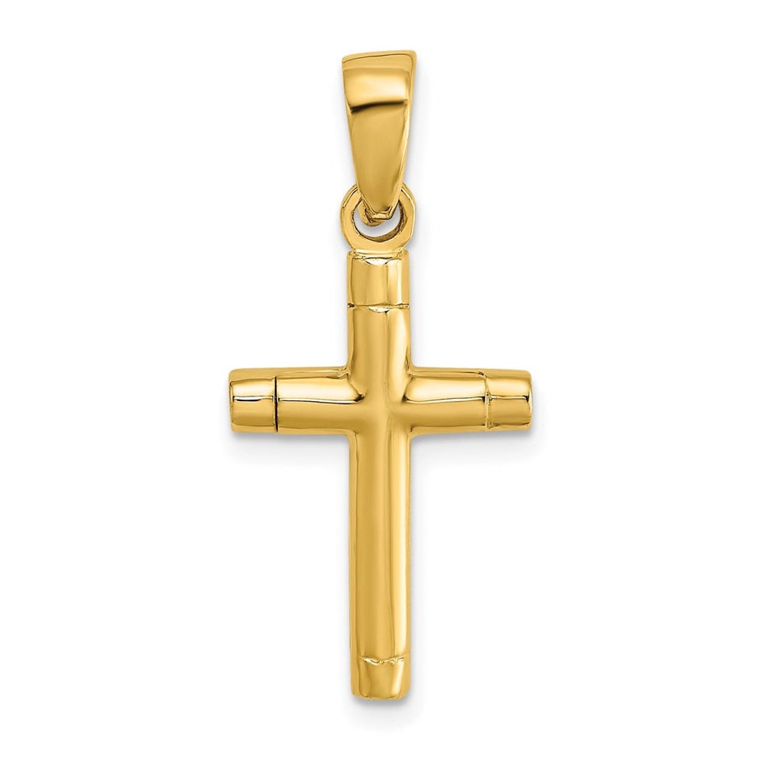 14k Yellow Gold Tubular Cross Charm - Etsy