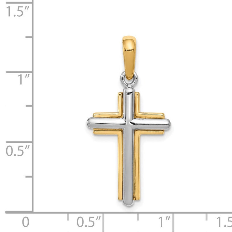 14k Two-tone Gold Cross Pendant - Etsy