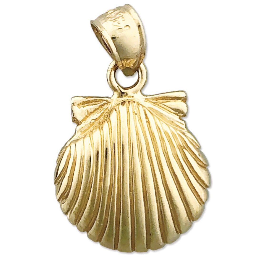 14K Gold 14MM Scallop Shell Mini Charm - Etsy