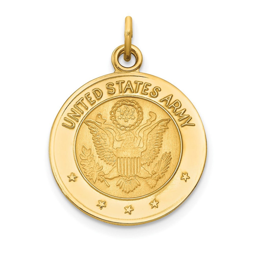 14k Yellow Gold U.S. ARMY Insignia Disc Pendant - Etsy