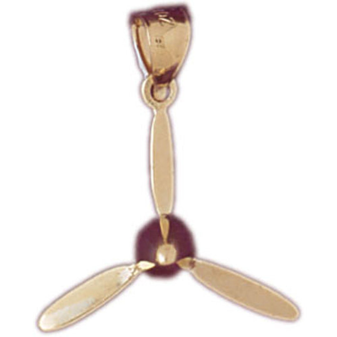 14K Gold Airplane Propeller Pendant - Etsy