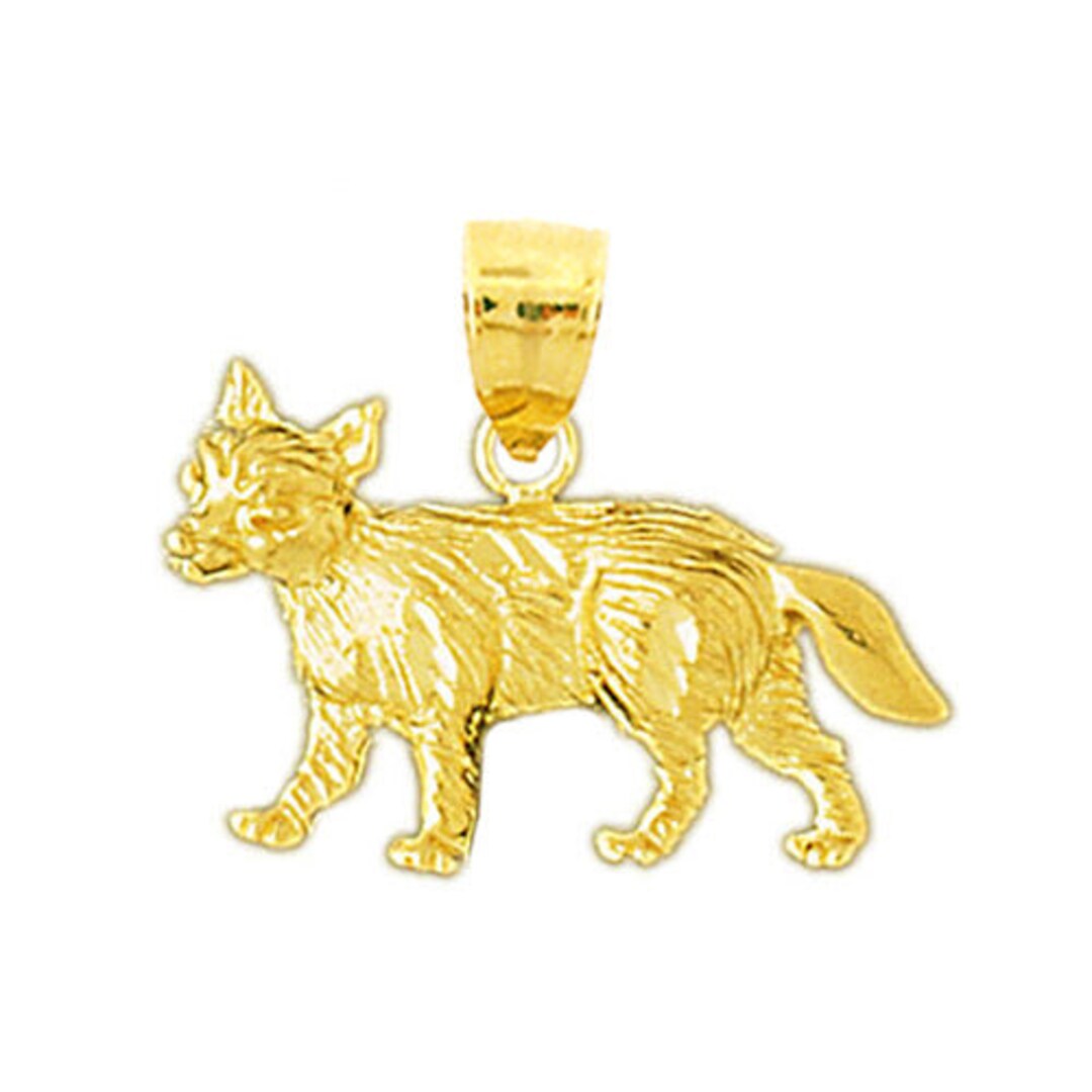 14K Gold Fox Pendant - Etsy