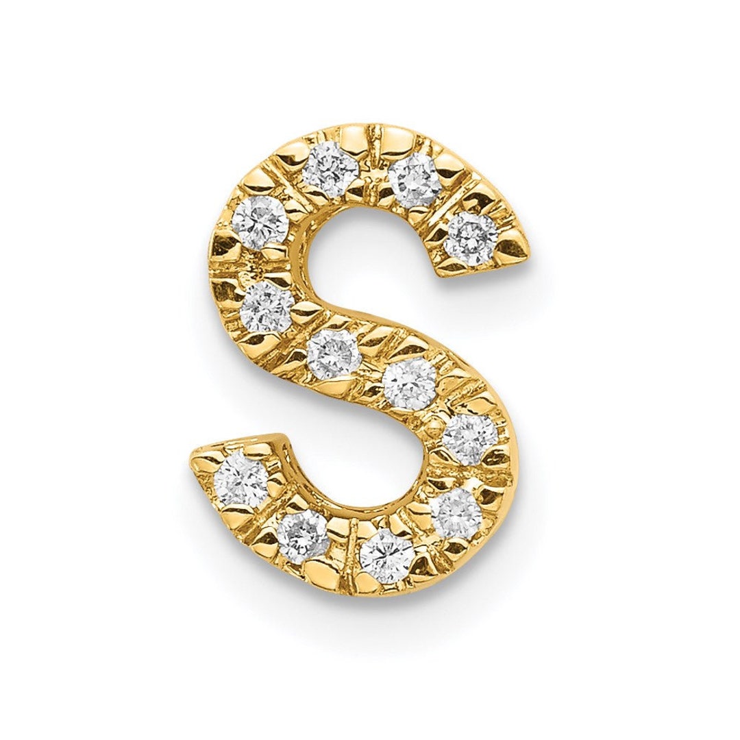 14K Yellow Gold Real Diamond Initial S Charm - Etsy