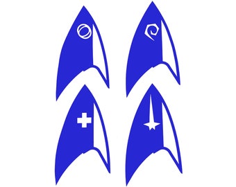 Starfleet Insignia Badges Set Of Four Star Trek Vinyl Decal Car Truck ...