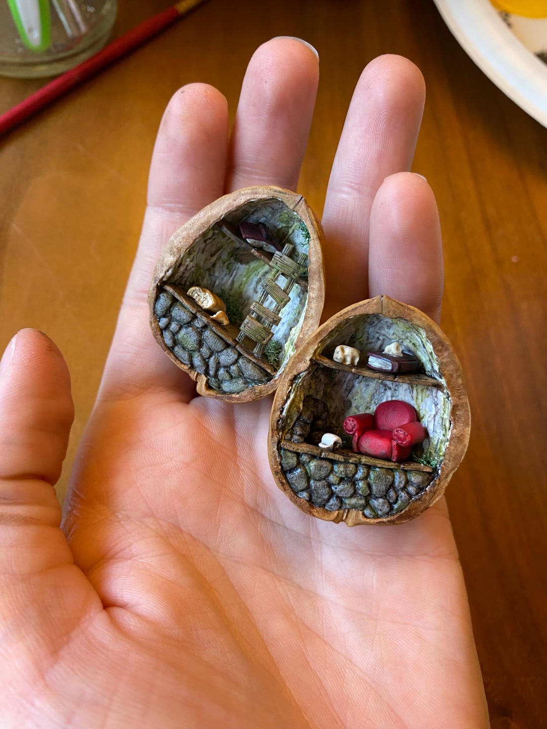 Walnut Dollhouse/walnut Mouse House/minuature House/diarama - Etsy