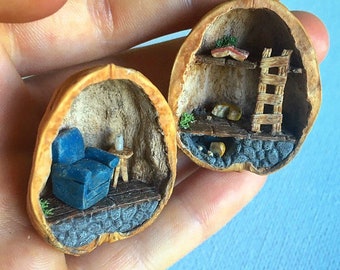 Miniature Walnut House - Etsy