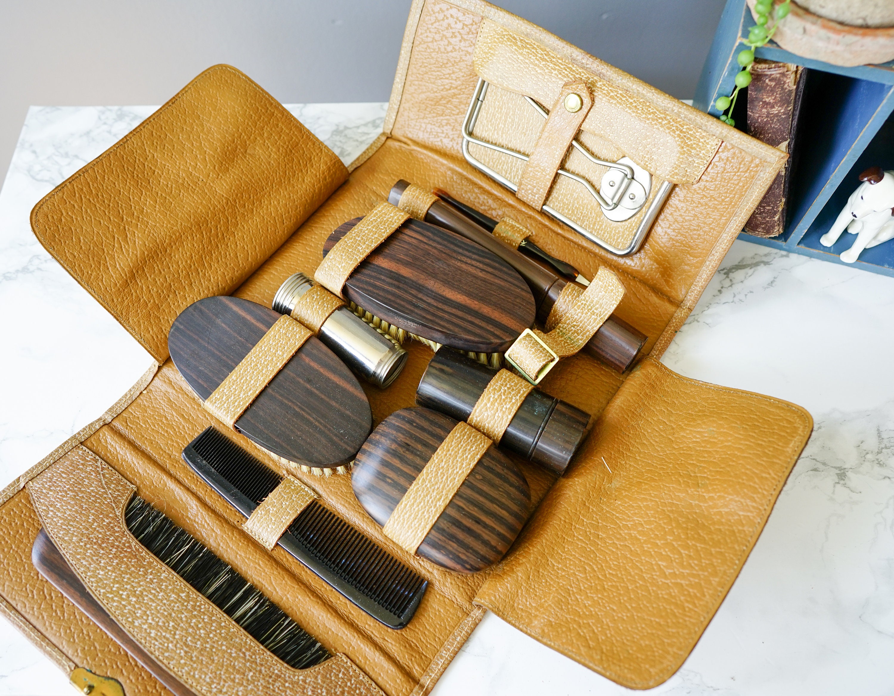 Vintage Men Grooming Kit/ 1950s Vanity Set/ Travel Shaving Kit/ Vintage ...