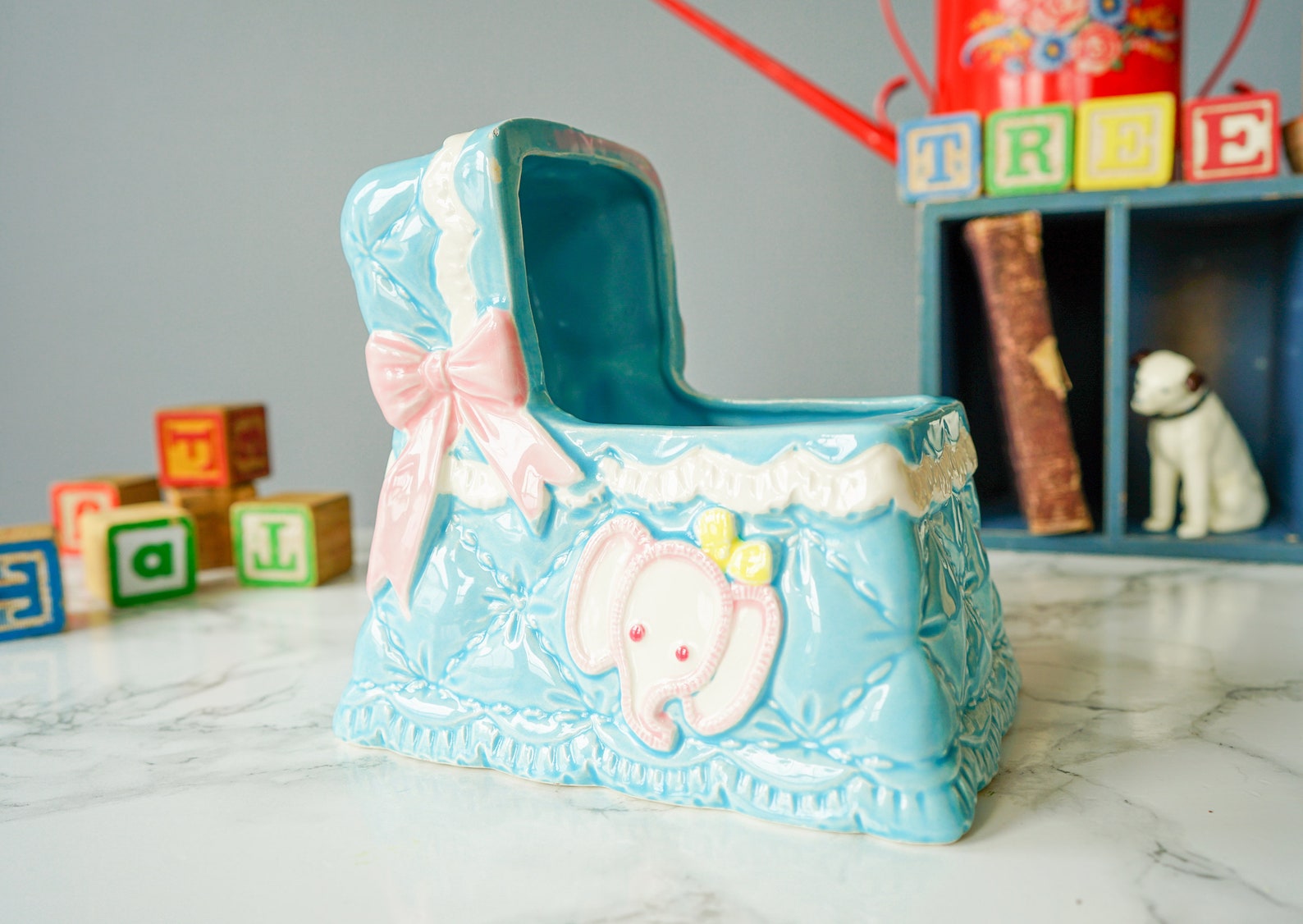 Vintage Baby Crib Bassinet Planter/ 1960s Ceramic/ Baby Nursery Planter ...