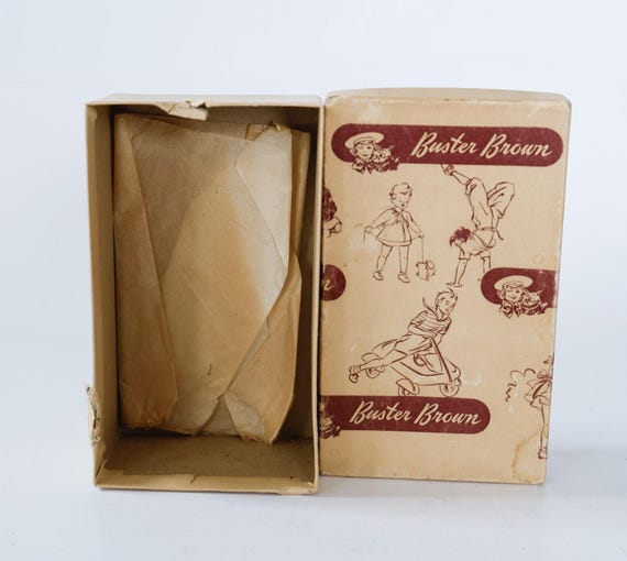 Vintage 1940s-1950s Buster Brown Kids Toddler Leather… - Gem