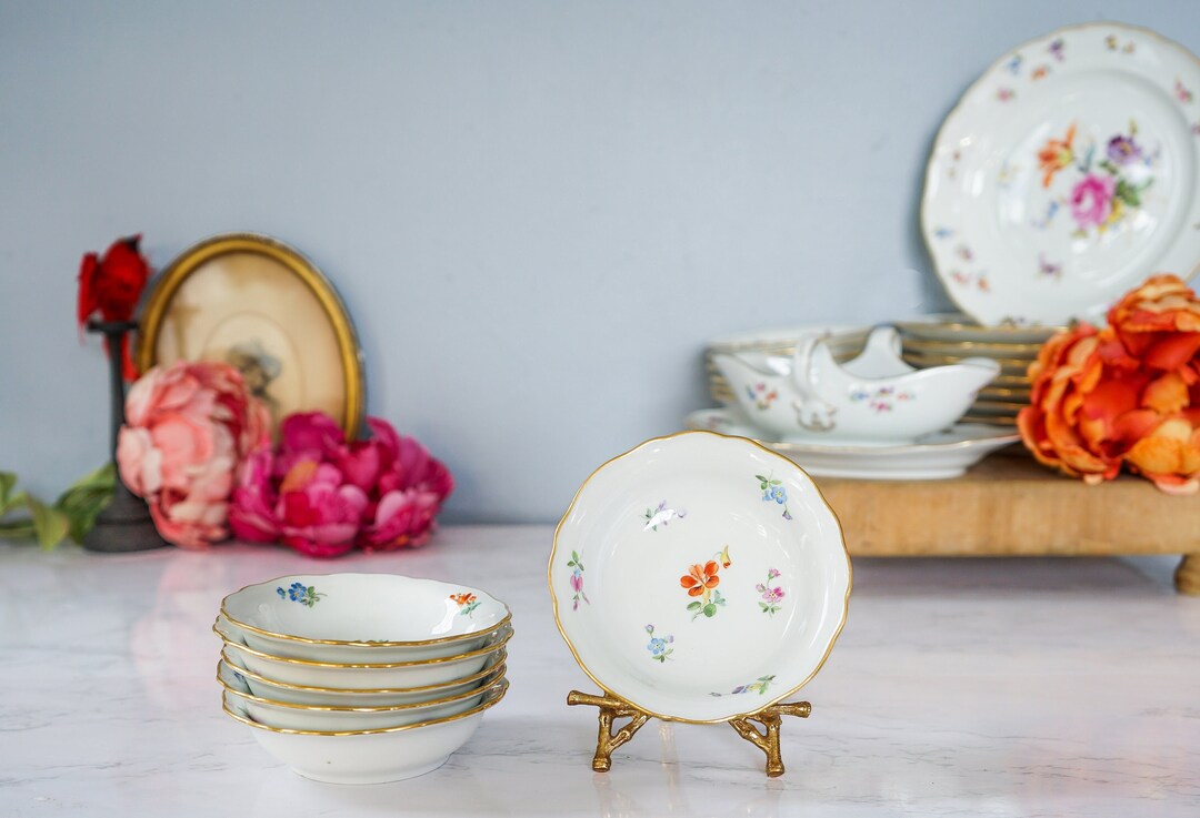 Antique Meissen Scattered Flowers Fruit Bowls Set of 6/ Antique Meissen ...