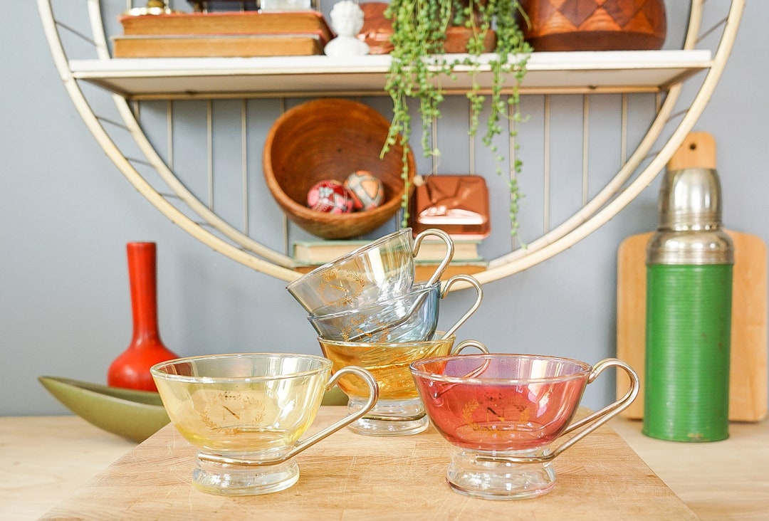Vintage 5 Expresso Cups Set Chrome Handles/ Midcentury Demitasse Coffee ...