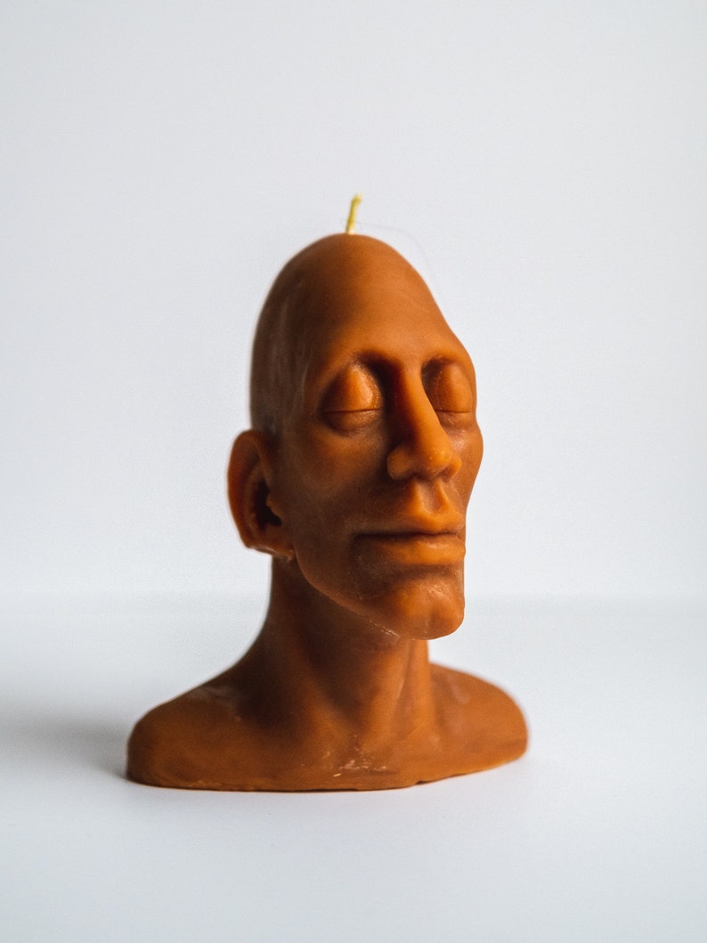Candle Head Natural Beeswax Sculpture Peaceful Burning Face - Etsy