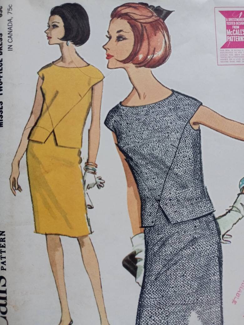 Sewing 1965 Two-Piece Dress Pattern McCall's 7782 Bust 34 Sewing ...