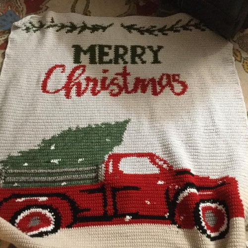 Crochet Vintage Red Truck Christmas Blanket Pattern PDF - Etsy