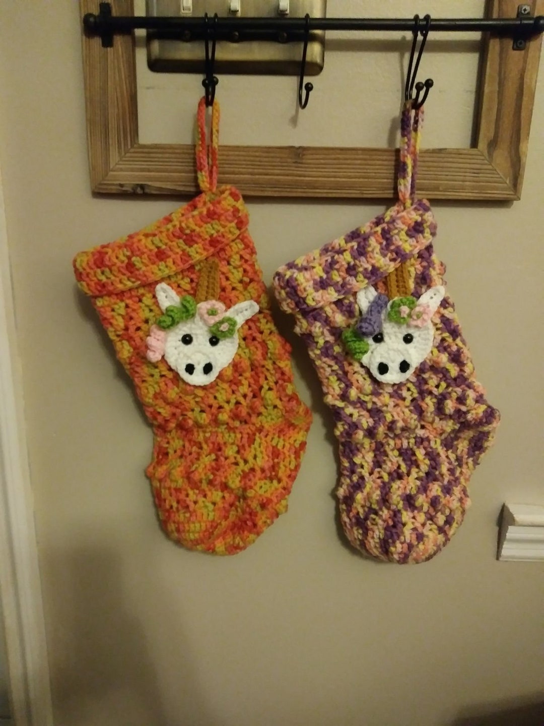 Crocheted Unicorn Stocking, Handmade Holiday Decor - Etsy