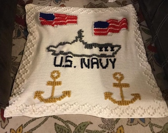 Handmade Crochet Blanket US NAVY - Etsy