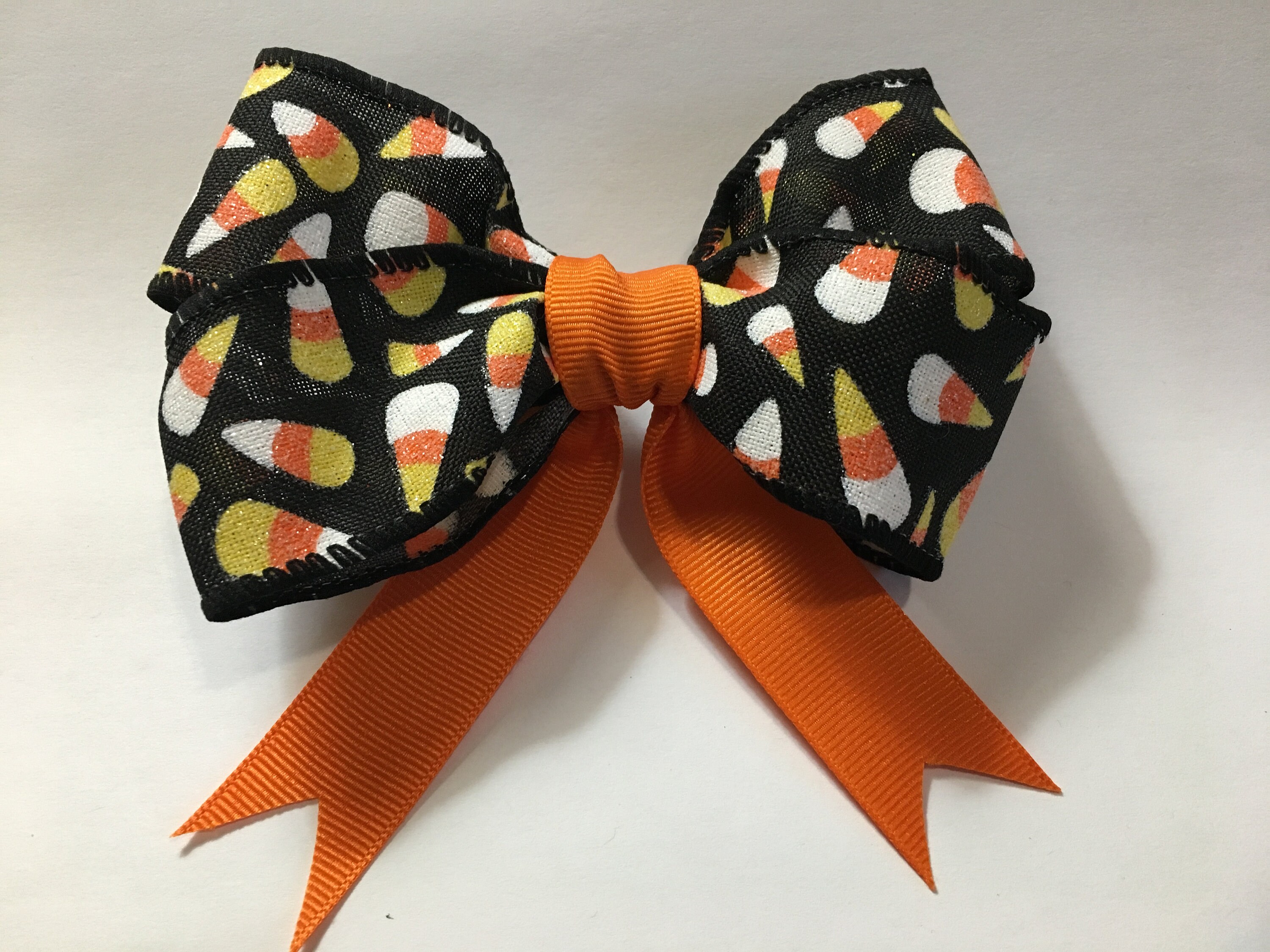 Halloween Candy Corn Wired Ribbon Hair Bow on Barrette Black - Etsy.de