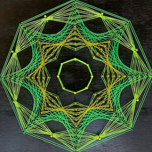 String Art Geometric, String Art Green, Mandala Yellow Green, Art Wall ...