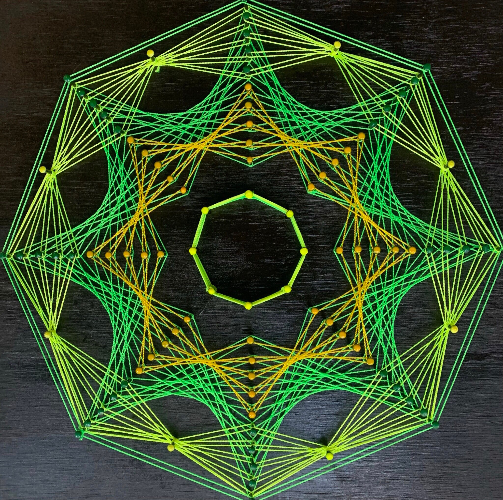 String Art Geometric String Art Green Mandala Yellow Green - Etsy