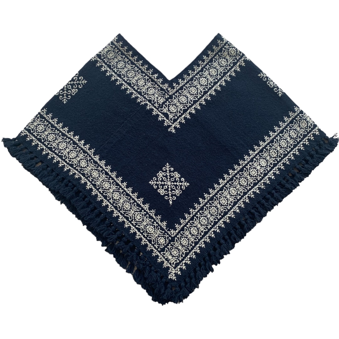 Mexican Handmade Poncho, Embroidered Cape, Mexican Mañanita, Hand ...