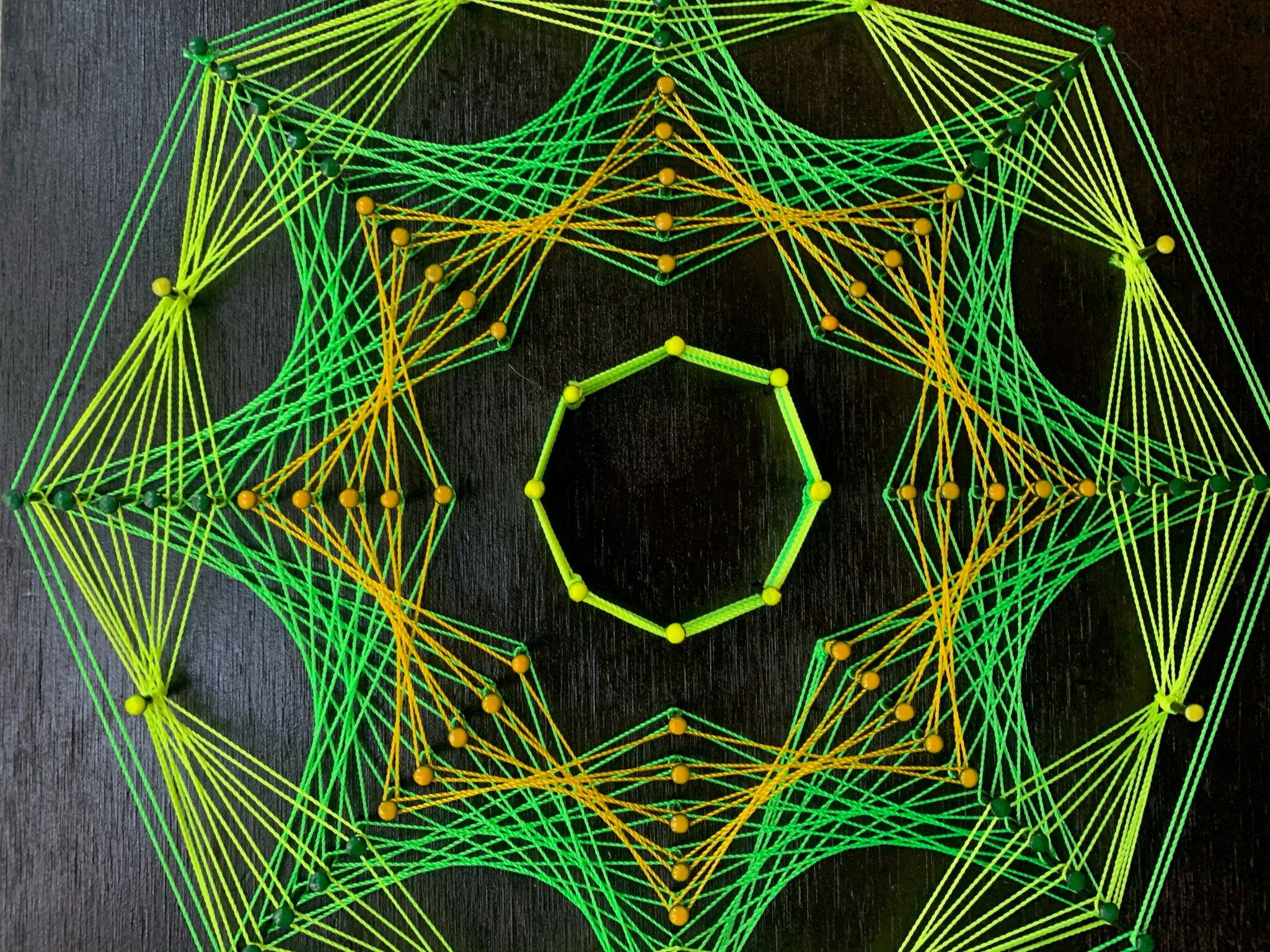 String Art Geometric String Art Green Mandala Yellow Green - Etsy