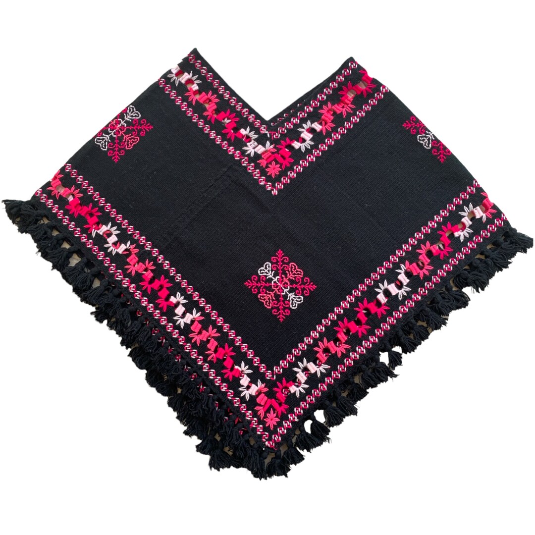 Mexican Handmade Poncho, Embroidered Cape, Mexican Mañanita, Hand ...