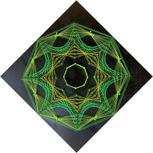 String Art Geometric, String Art Green, Mandala Yellow Green, Art Wall ...
