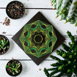 String Art Geometric, String Art Green, Mandala Yellow Green, Art Wall ...