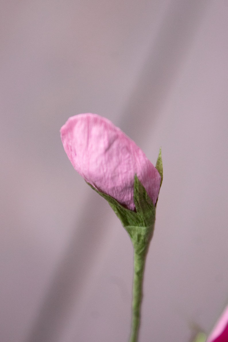 Pink Sweet Pea Crepe Paper Flower Stem Handmade Pink Flower - Etsy