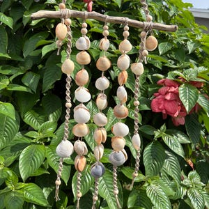 Seashells Coastal Wind Chime Mobile Driftwood Sea Shells Natural ...